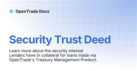 Security Trust Deed Opentrade Docs