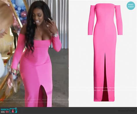 Wornontv Porshas Pink Off Shoulder Dress On The Real Housewives Of