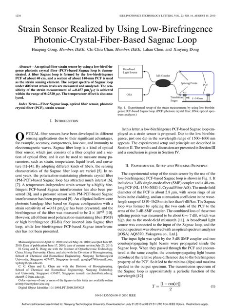 Pdf Strain Sensor Realized By Using Low Birefringence Photonic Crystal Fiber Based Sagnac Loop