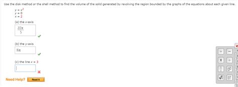 solved use the disk method or the shell method to find the