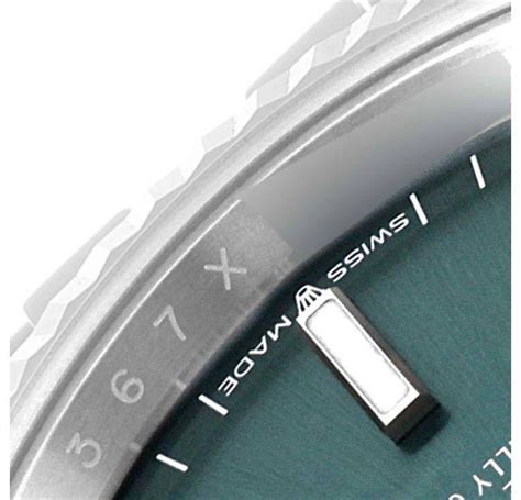 Rolex Datejust Steel White Gold Mint Green Dial Mens Watch Box Card For Sale At StDibs