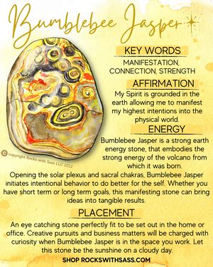 Bumblebee Jasper Tumbled Pocket Stone Rocks With Sass Crystals