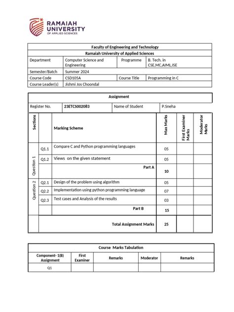 Assignment Csd105a Programming In C Pdf Computer Programming Programming Language