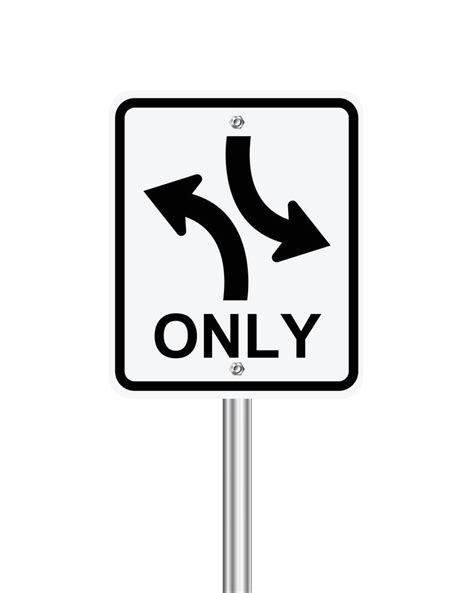 Two Way Left Turn Only Traffic Sign On White 46263667 Vector Art At