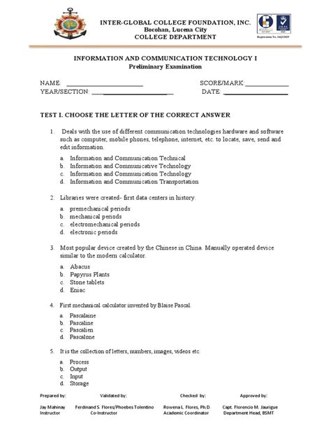 ict 1 prelim exam pdf input output computer hardware