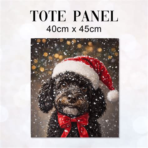 Winter Black Cockapoo Fabric Panel For Sewing Tote Bags Custom Fabrics Uk