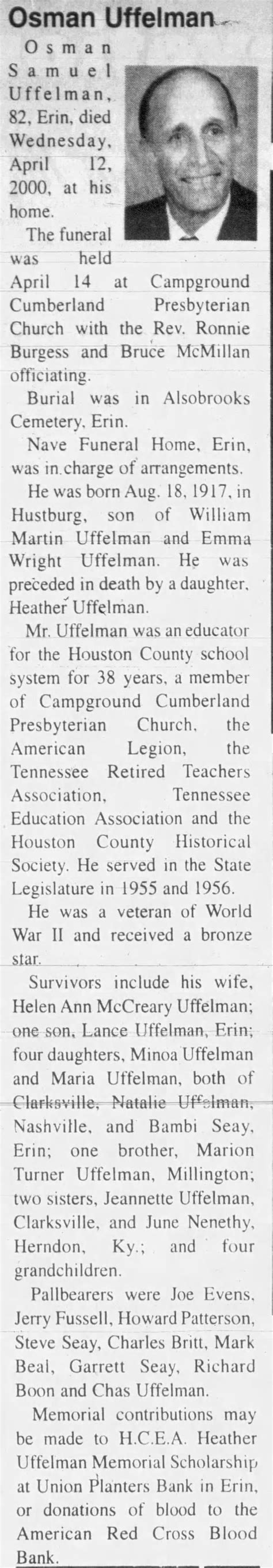 Osman Samuel Uffelman 1917 2000 Find A Grave Memorial