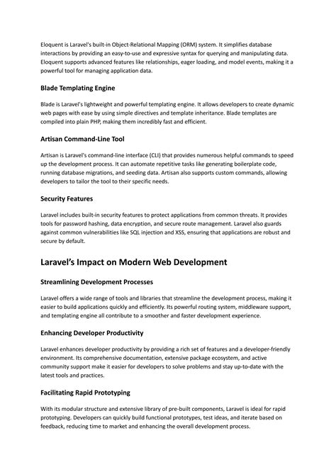 Laravel Framework A Comprehensive Guide For Modern Web Development Pdf
