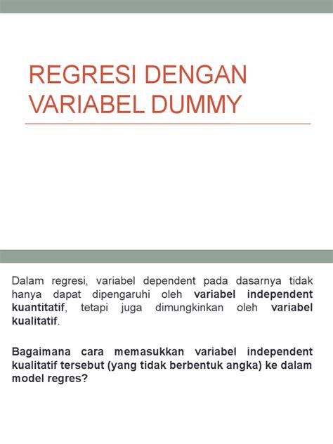 1 Regresi Dengan Variabel Dummy Pdf