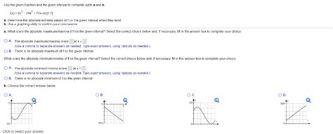 Solved Use The Given Function And The Given Interval To