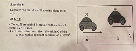 solved exercise 5 consider two cars a and b moving along