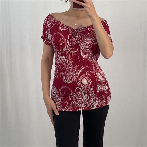 Boho Red Paisley Top Sunny Leigh Boho Cottage Red Depop