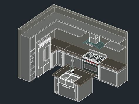 Planos De Cocina 3d En Dwg Autocad Cocinas Muebles Equipamiento En