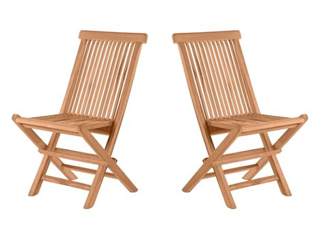 Chaise De Jardin Pliable En Teck Massif Naturel Lot De 2 Eoline