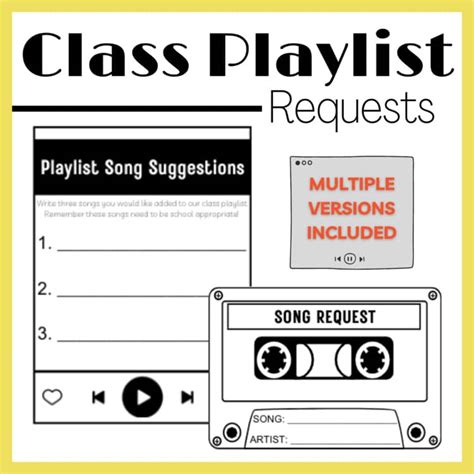 Class Playlist Request Form Class Song Request Slips By Andie In