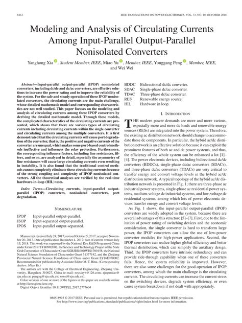 pdf modeling and analysis of circulating currents among input