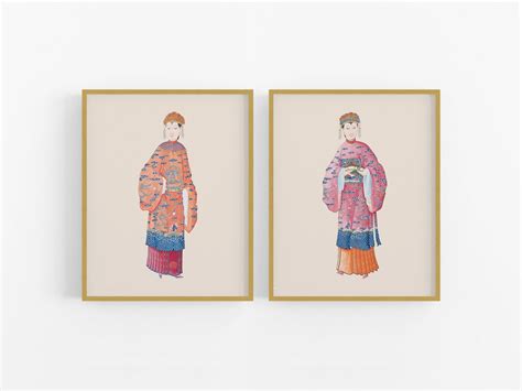 Chinese Women Art Prints Set Of Two Chinese Art Asian Art Chinoiserie Chinese Portrait