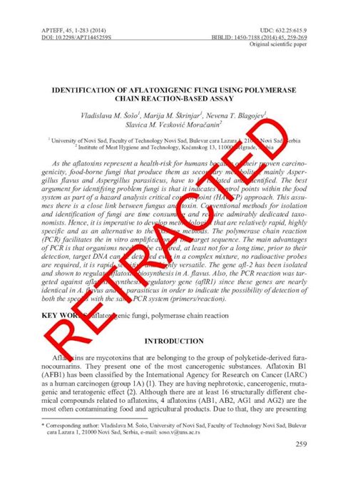 Pdf Identification Of Aflatoxigenic Fungi Using · Identification Of