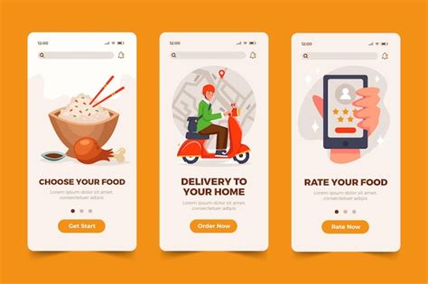 Free Vector Food Delivery Onboarding Screens