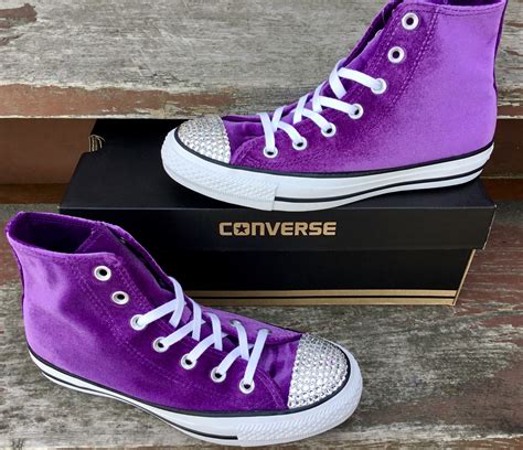 Purple Converse High Top Kicks Eggplant Plush Velvet W Etsy