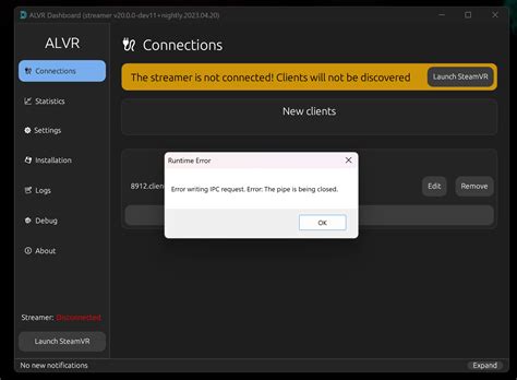 V20 Nightly Steamvr Crash Error Writing Ipc Request Error The Pipe Has Been Closed