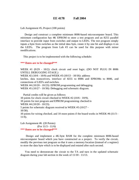 Laboratory For Electrical Engineering Assignment 5 Ee 4178 Docsity