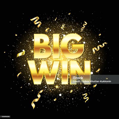 반짝이 반짝임과 떨어지는 색종이와 큰 승리 황금 텍스트 색종이 폭발 밝은 축하 배경 우승자 팀 성공적인 챔피언 1위 벡터