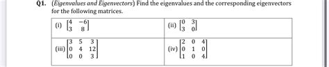 Solved Eigenvalues And Eigenvectors Find The Eigenvalues Chegg