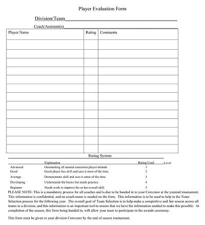 Soccer Player Evaluation Template Alberguepankotsi