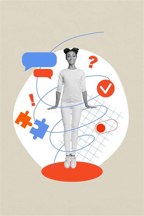 Creative Trend Collage Of Entrepreneur Female Thoughtful Solve Task