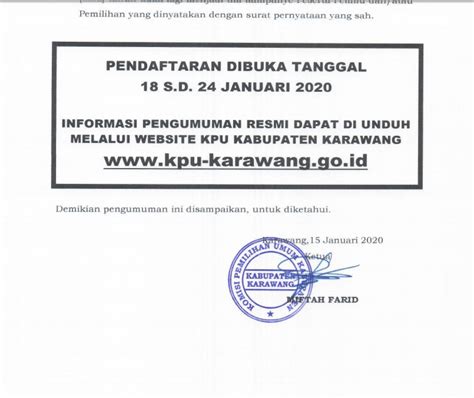 Mulai Kemarin KPU Karawang Buka Pendaftaran PPK Beritapasundan