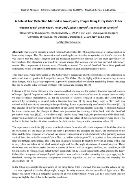 Pdf Fuzzified Gabor Filter For Text Recognition In Images