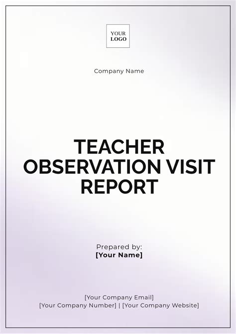 Free Teacher Observation Visit Report Template To Edit Online