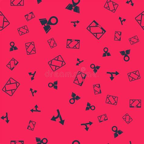 Set Road Traffic Sign Location Gps Device With Map And On Seamless Pattern Vector Stock