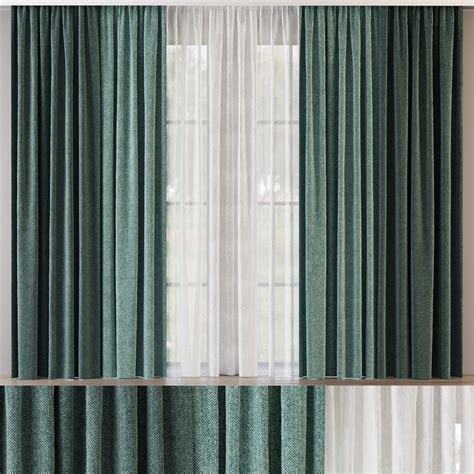Straight Curtains Set 5 Tones 3d Model For Corona