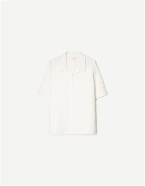 Crêpe Shirt Met Korte Mouw Heren Bershka