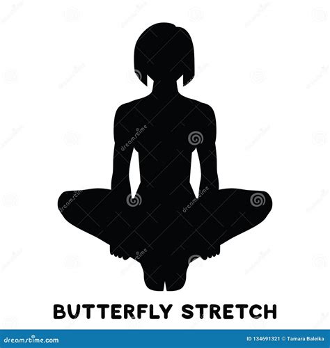 Butterfly Stretch Sport Exersice Silhouettes Of Woman Doing Exercise