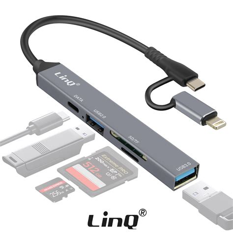 Ipad Usb C Lightning Hub Usb C Usb 3 0 Ports Und Sd Und Micro Sd Kartenleser Linq German