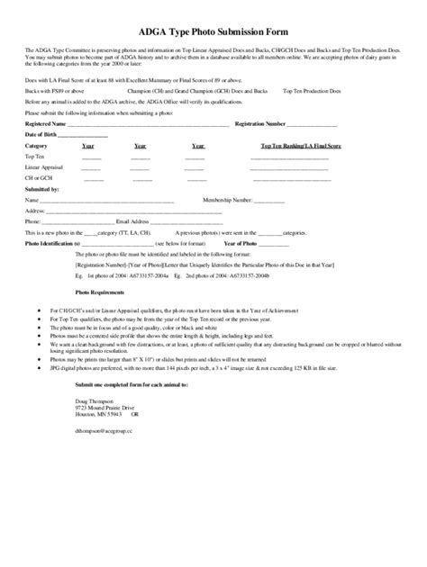 Fillable Online ADGA Type Photo Submission Form Fax Email Print PdfFiller