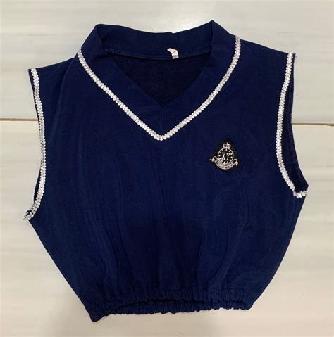 Navy Blue Crop Top Womens Fashion Tops Sleeveless On Carousell