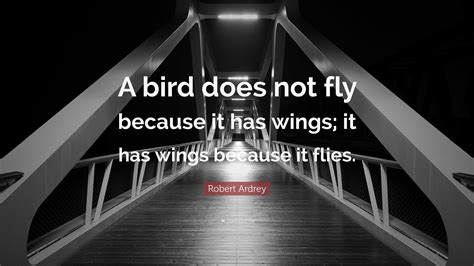 Robert Ardrey Quote A Bird Does Not Fly Because It Has Wings It Has Wings Because It Flies”