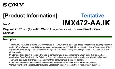 Sony Semiconductor Reveals 21mp Stacked Cmos Four Thirds Sensor Capable