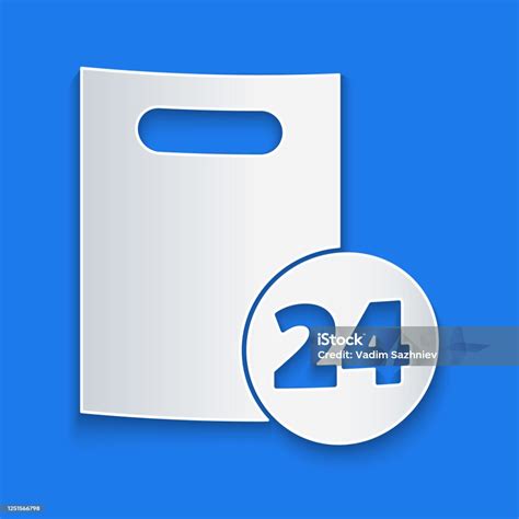 파란색 배경에 격리 된 골판지 상자 아이콘으로 종이 컷 배달 택배로 택배로 택배로 문까지 배달하십시오 종이 아트 스타일 벡터