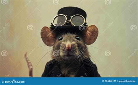 Steampunk Mouse With Classical Hat Stock Image