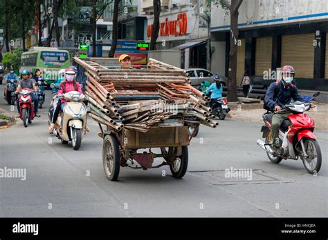 Saigon Vietnam Nov 2016 Man Delivering A Large Quantity Of