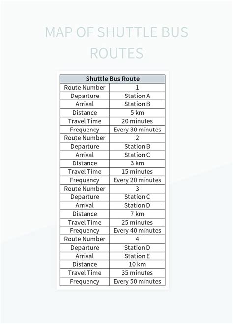 Free Bus Route Templates For Google Sheets And Microsoft Excel Slidesdocs