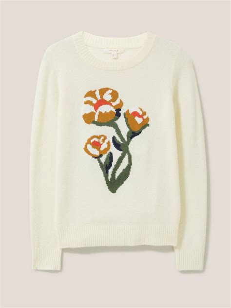 Florrie Floral Jumper In Pale Ivory White Stuff