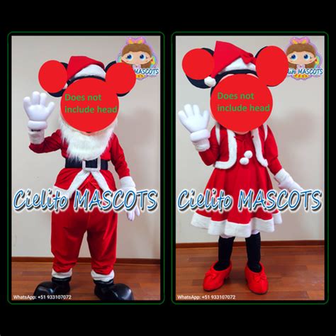 Only Clothes Not Including Head Santa Mickey And Minnie Mouse Mascot