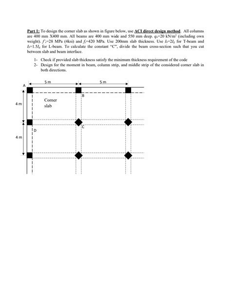 Solved Part 1 To Design The Corner Slab As Shown In Figure Below