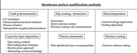 Overview Of Most Frequently Applied Membrane Surface Modification Download Scientific Diagram
